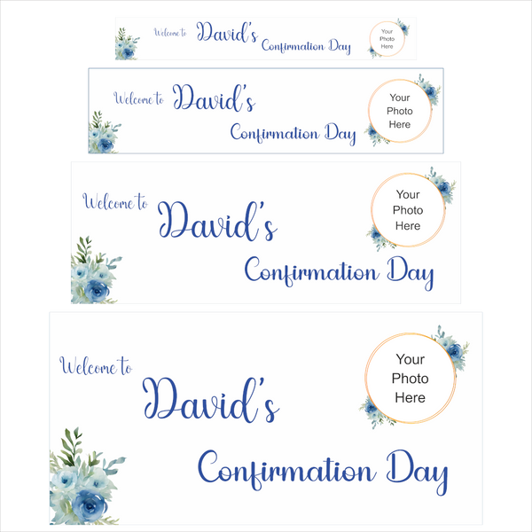 Dark Blue Floral Confirmation Banner – Lauras Little Crafts